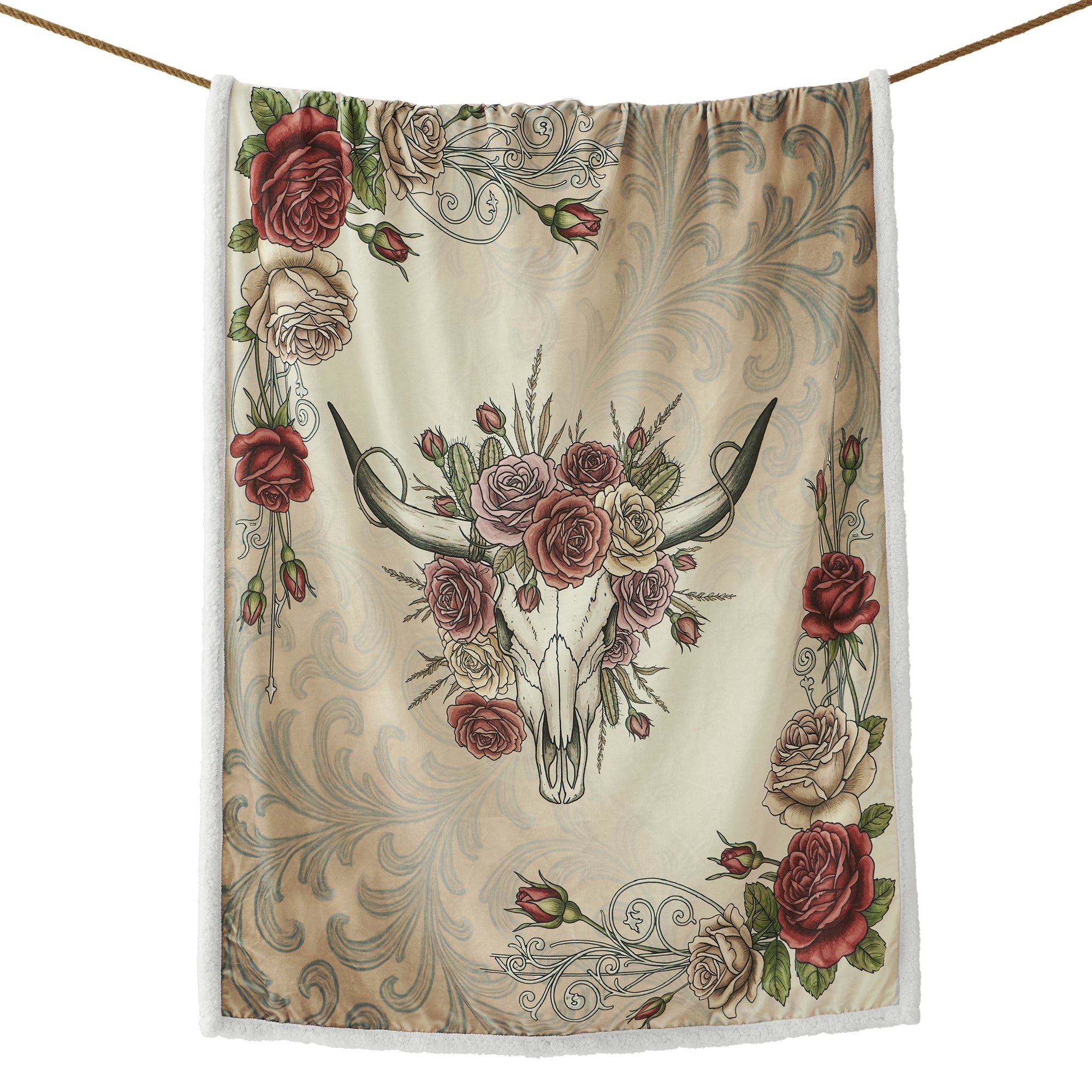 Rowena Longhorn Campfire Sherpa Throw | HiEnd Accents