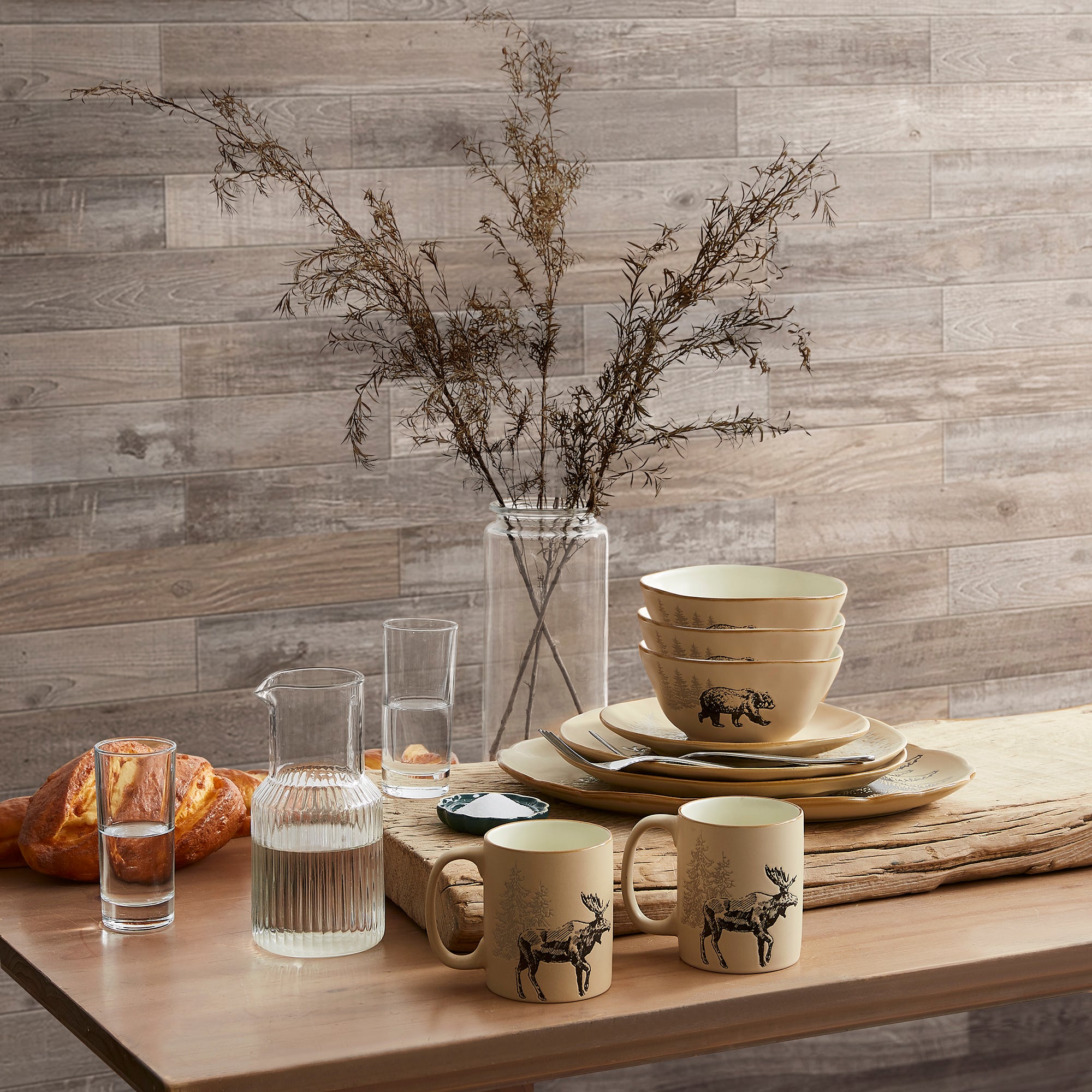 White Pine 16PC Ceramic Dinnerware Set | HiEnd Accents