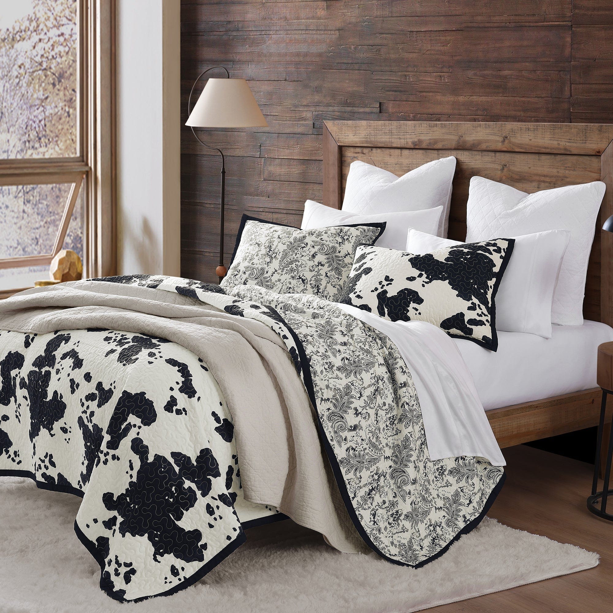Clara Cowhide Reversible Quilt Set | HiEnd Accents