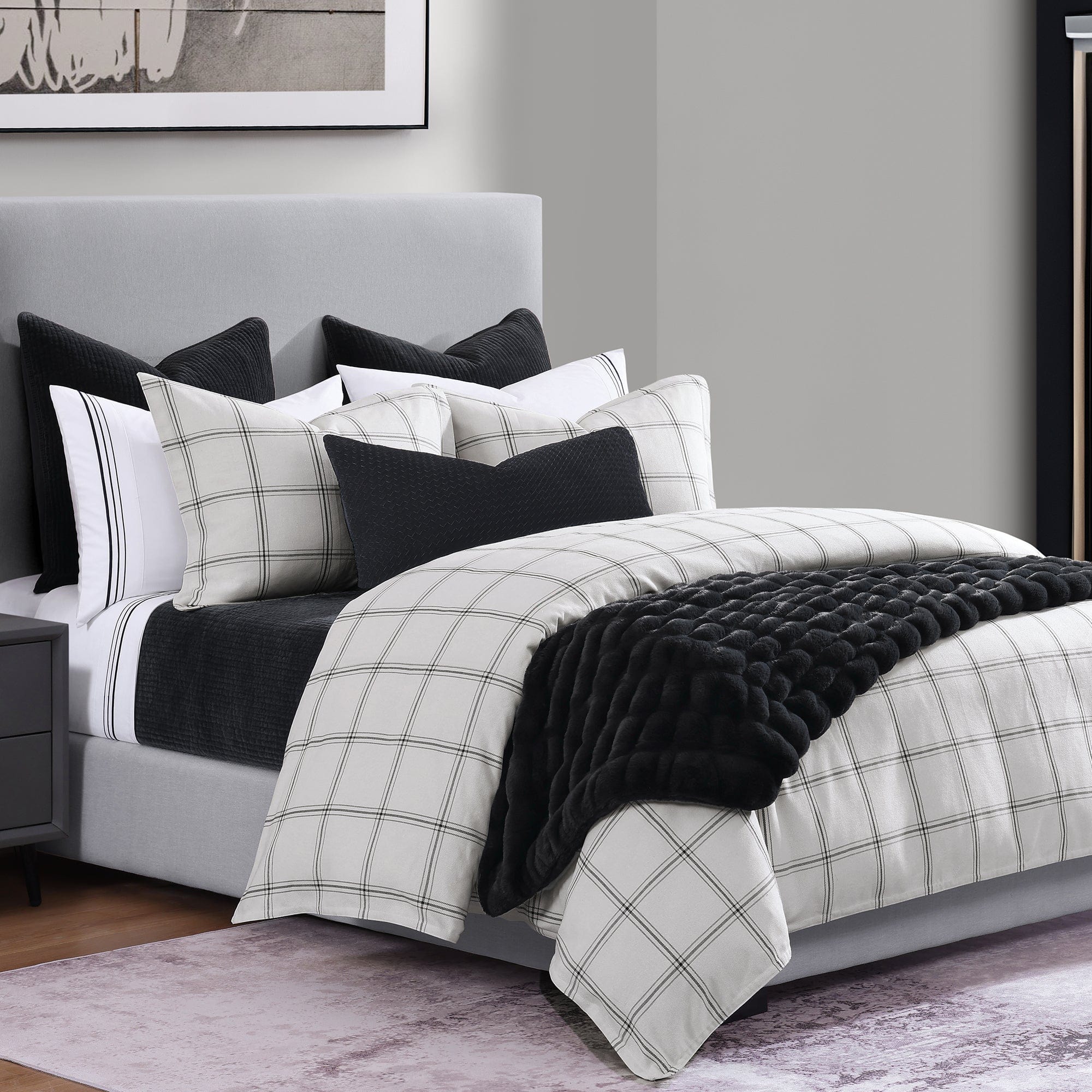 Windowpane Plaid Bedding Set | HiEnd Accents