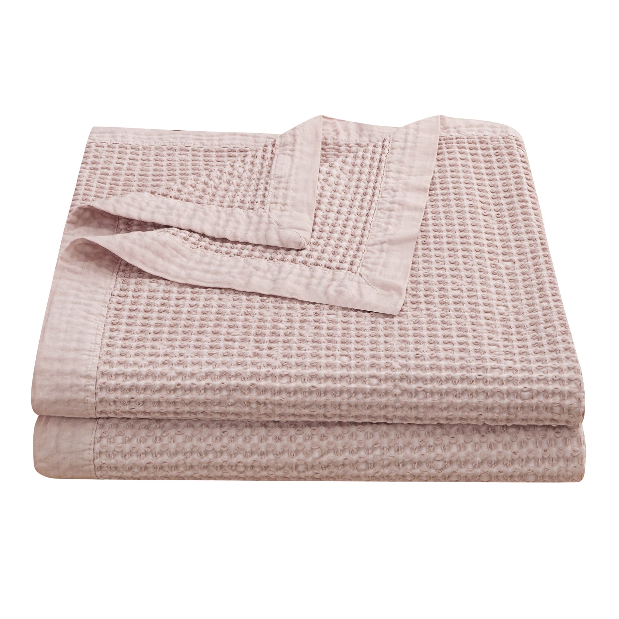 Stonewashed Cotton Waffle Weave Coverlet | HiEnd Accents