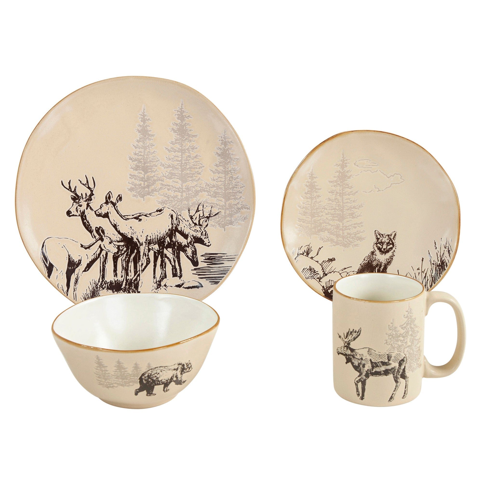 White Pine 16PC Ceramic Dinnerware Set | HiEnd Accents