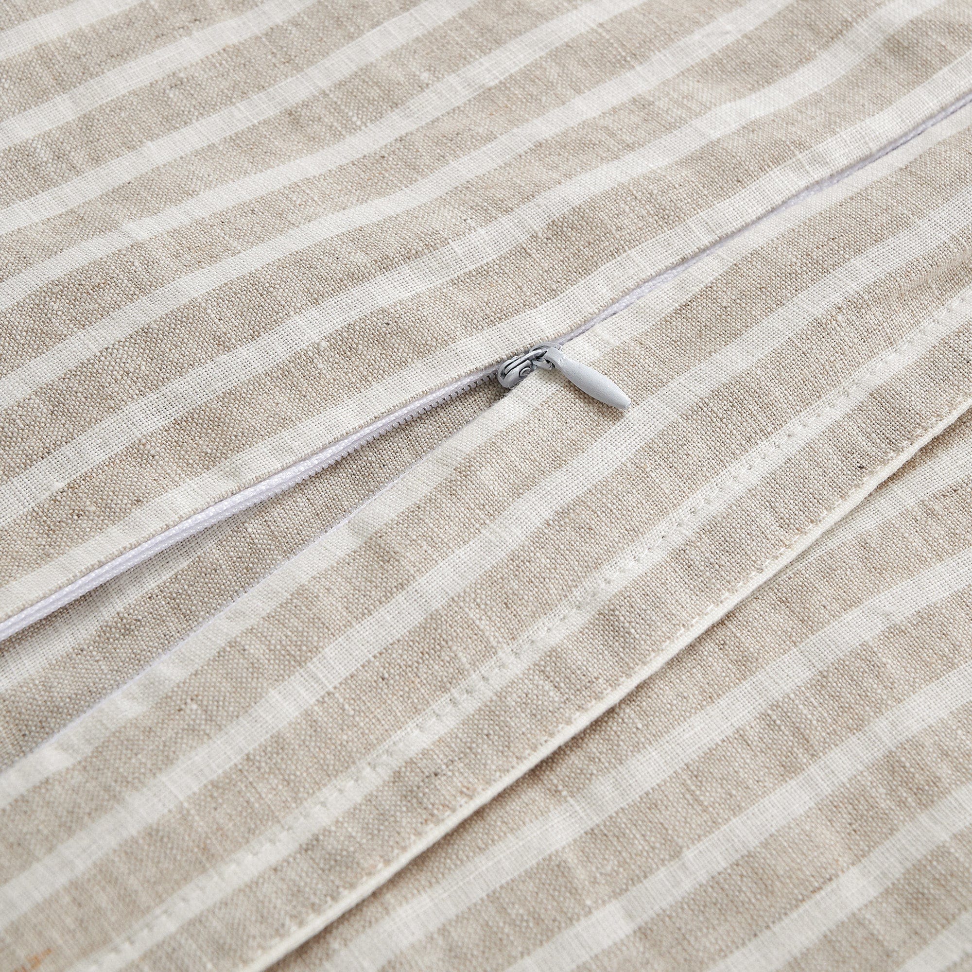 100% French Fax Linen Railroad Stripe Reversible Duvet Covet Set | HiEnd Accents