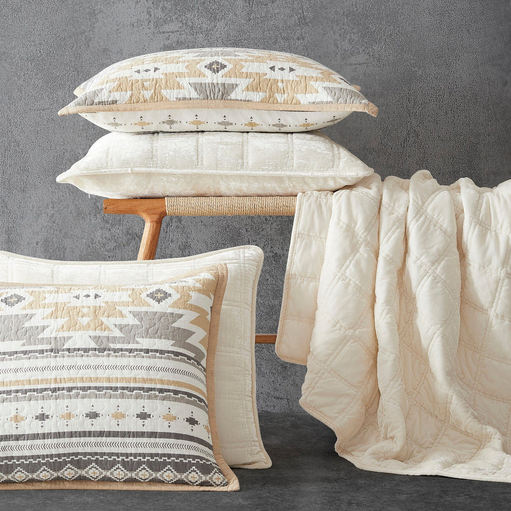 Stella Faux Silk Double Box Stitch Quilt Set | HiEnd Accents