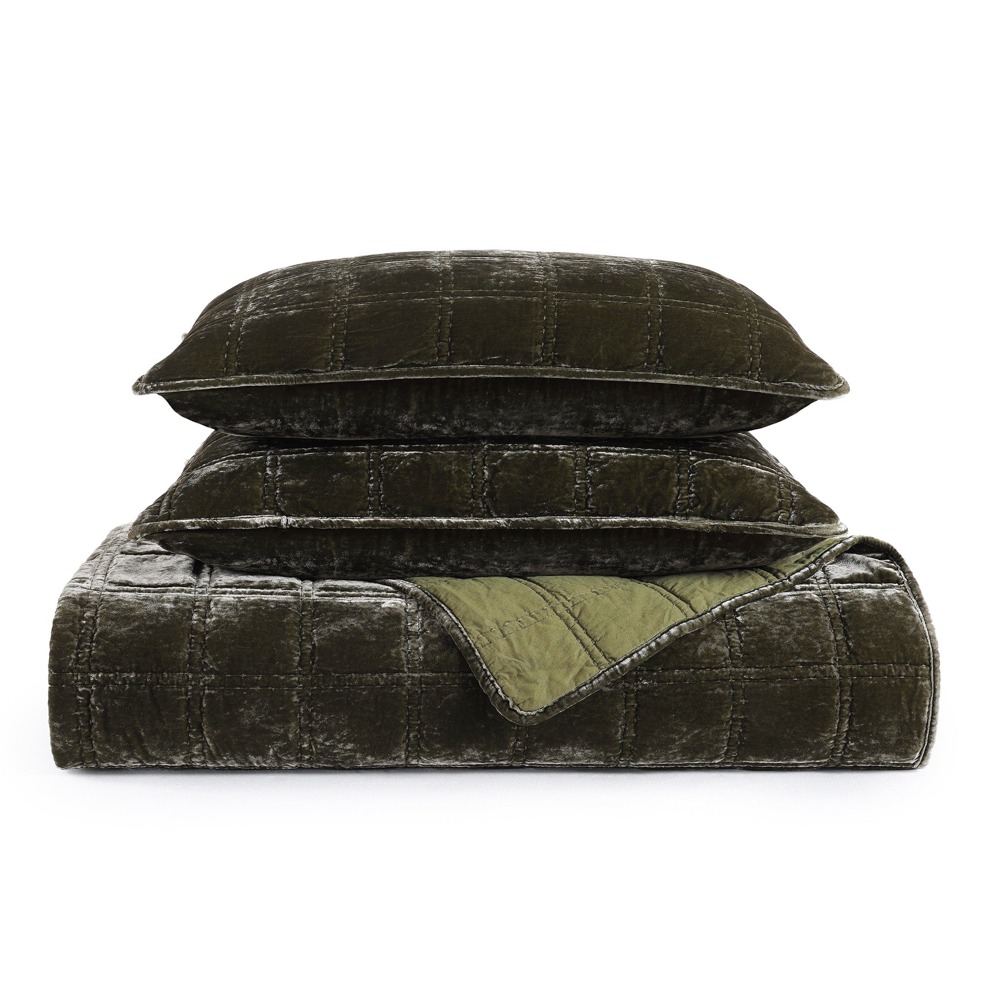 Stella Faux Silk Double Box Stitch Quilt Set | HiEnd Accents