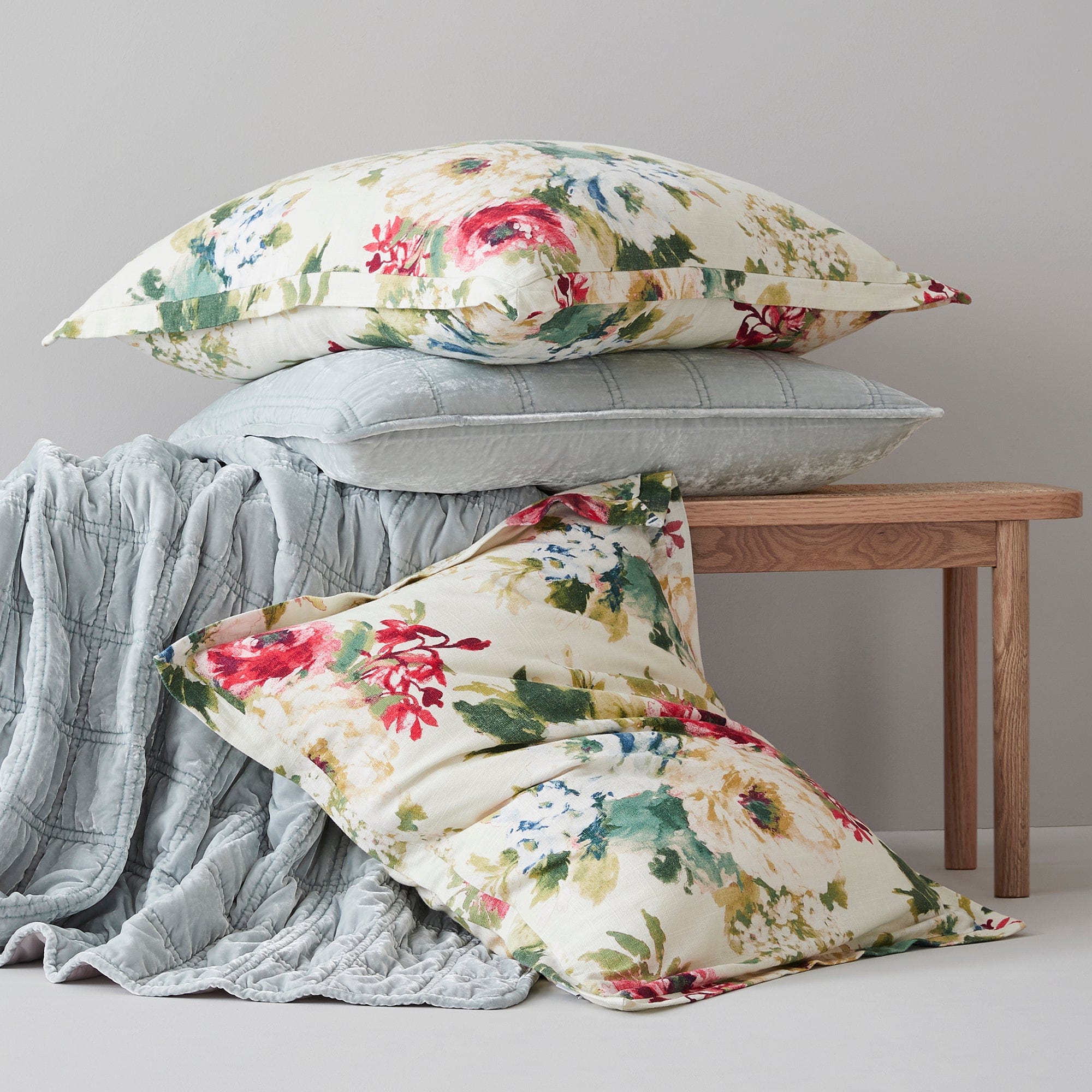 Stella Faux Silk Double Box Stitch Quilt Set | HiEnd Accents