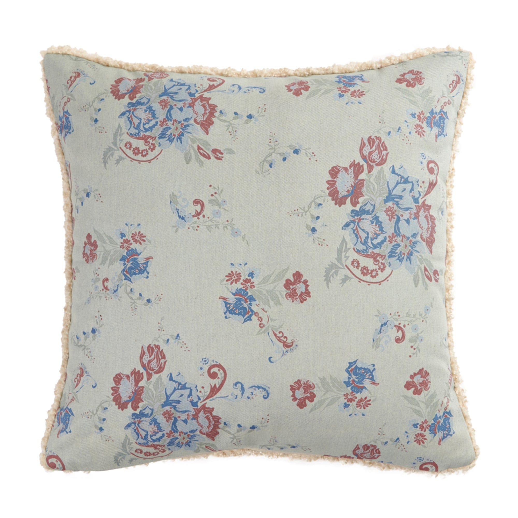 Rosabel Washed Denim Teddy-Backed Pillow | HiEnd Accents