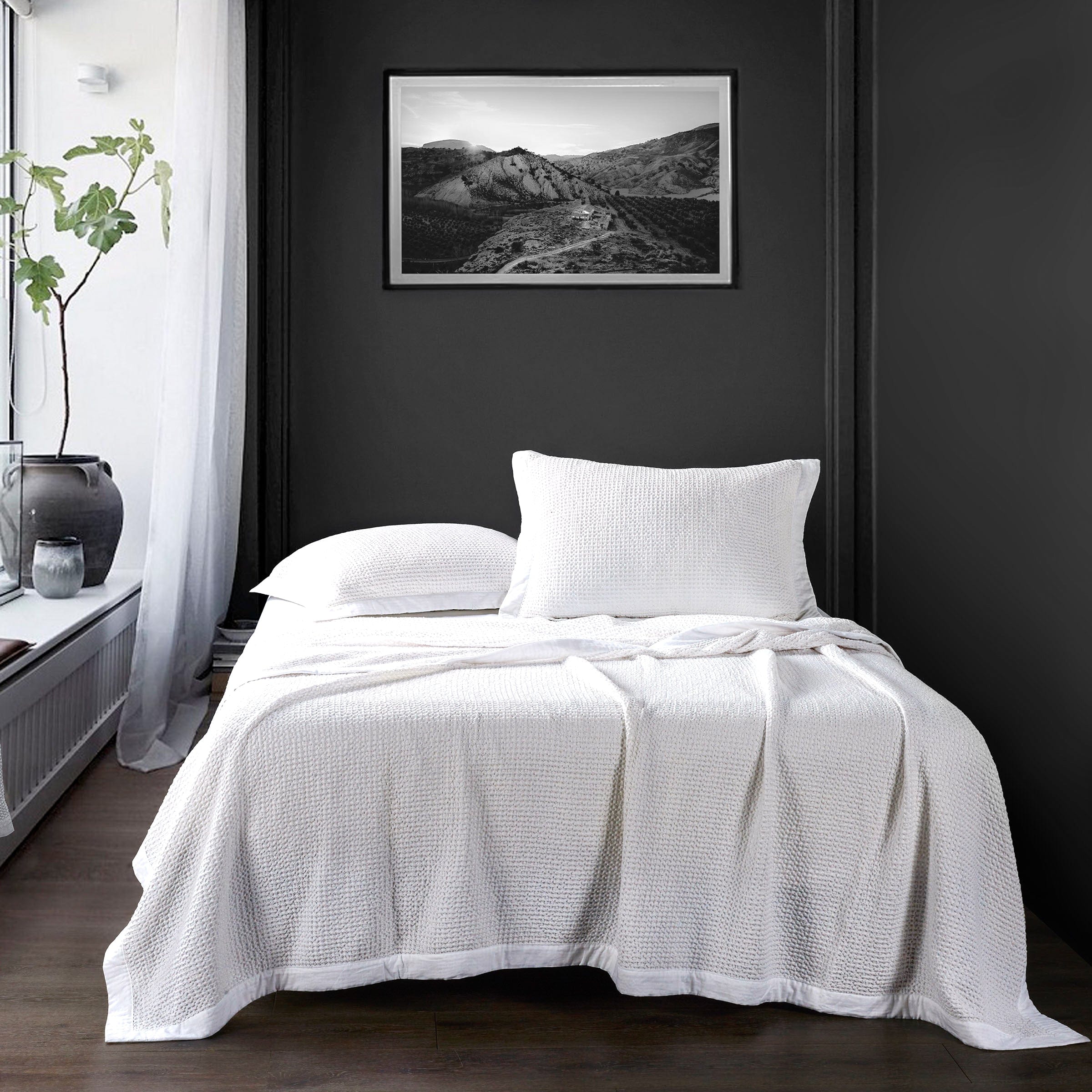 Stonewashed Cotton Waffle Weave Coverlet | HiEnd Accents