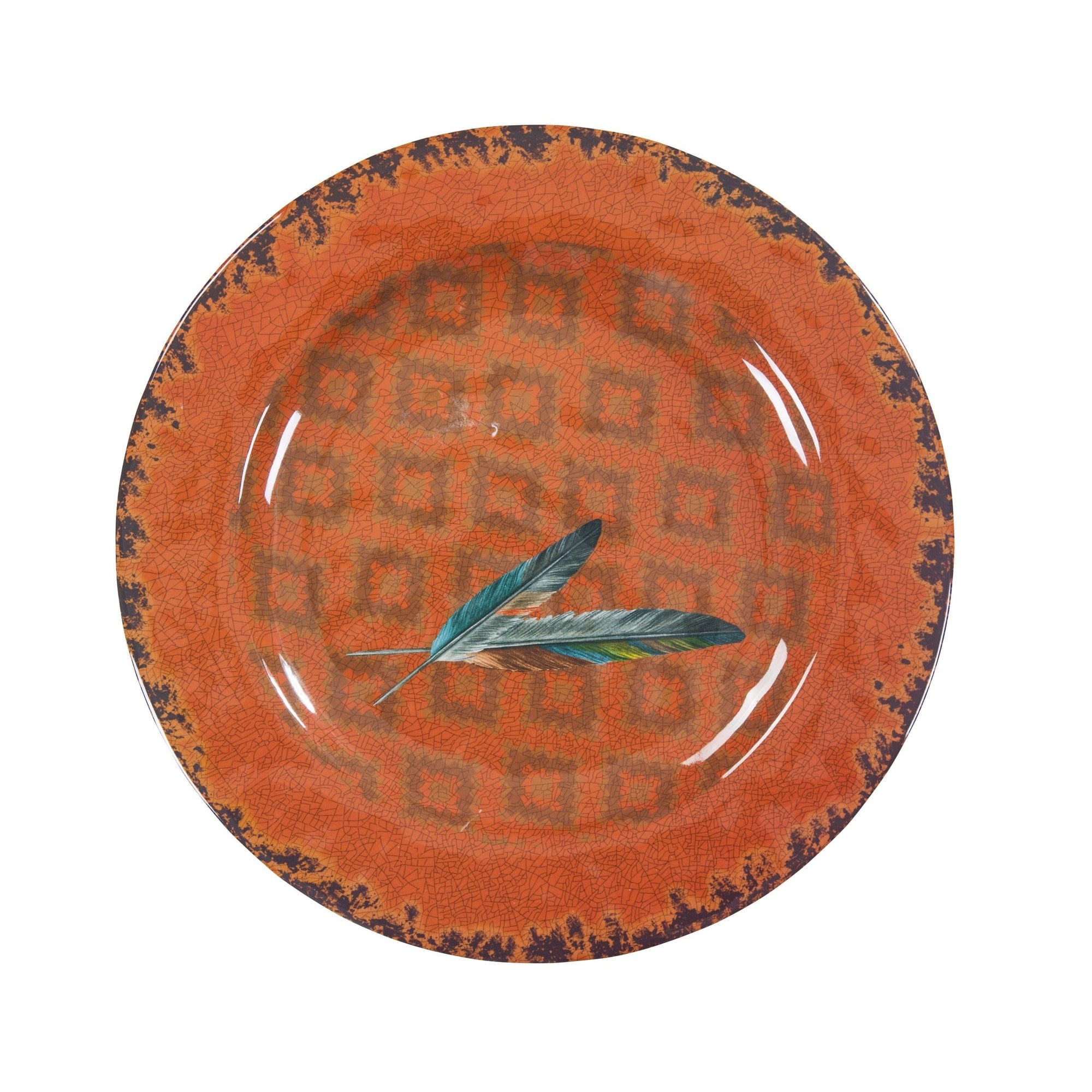 HiEnd Accents | Feather Melamine Dinner Plates, Set of 4 | HiEnd Accents