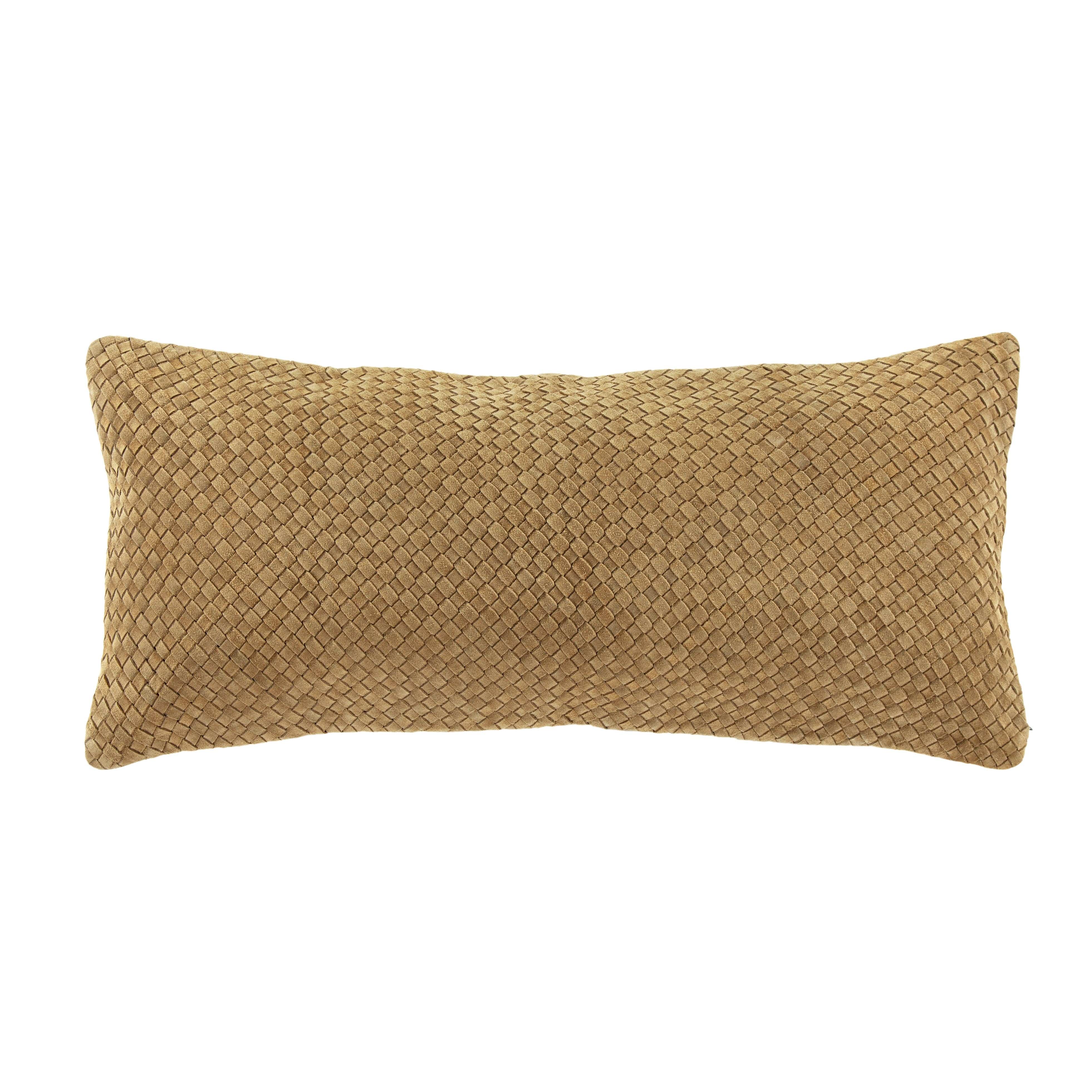 Suede Basket Weave Long Lumbar Pillow | HiEnd Accents