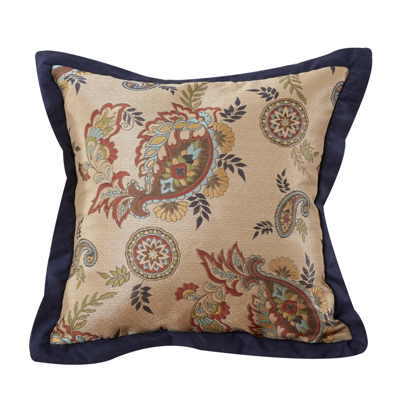 Tammy Paisley Throw Pillow, Navy Flange | HiEnd Accents