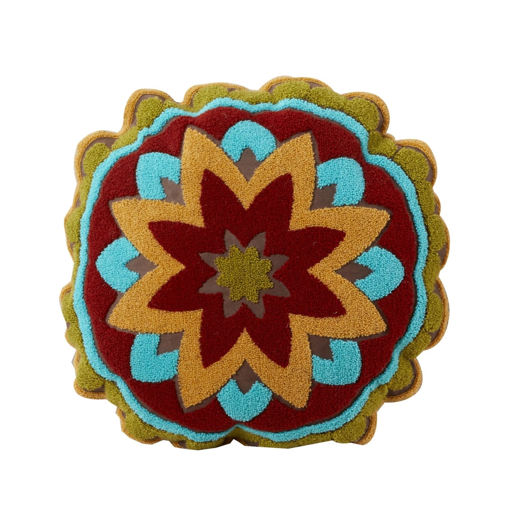 Tammy Round Box Throw Pillow, Crewel Embroidery | HiEnd Accents