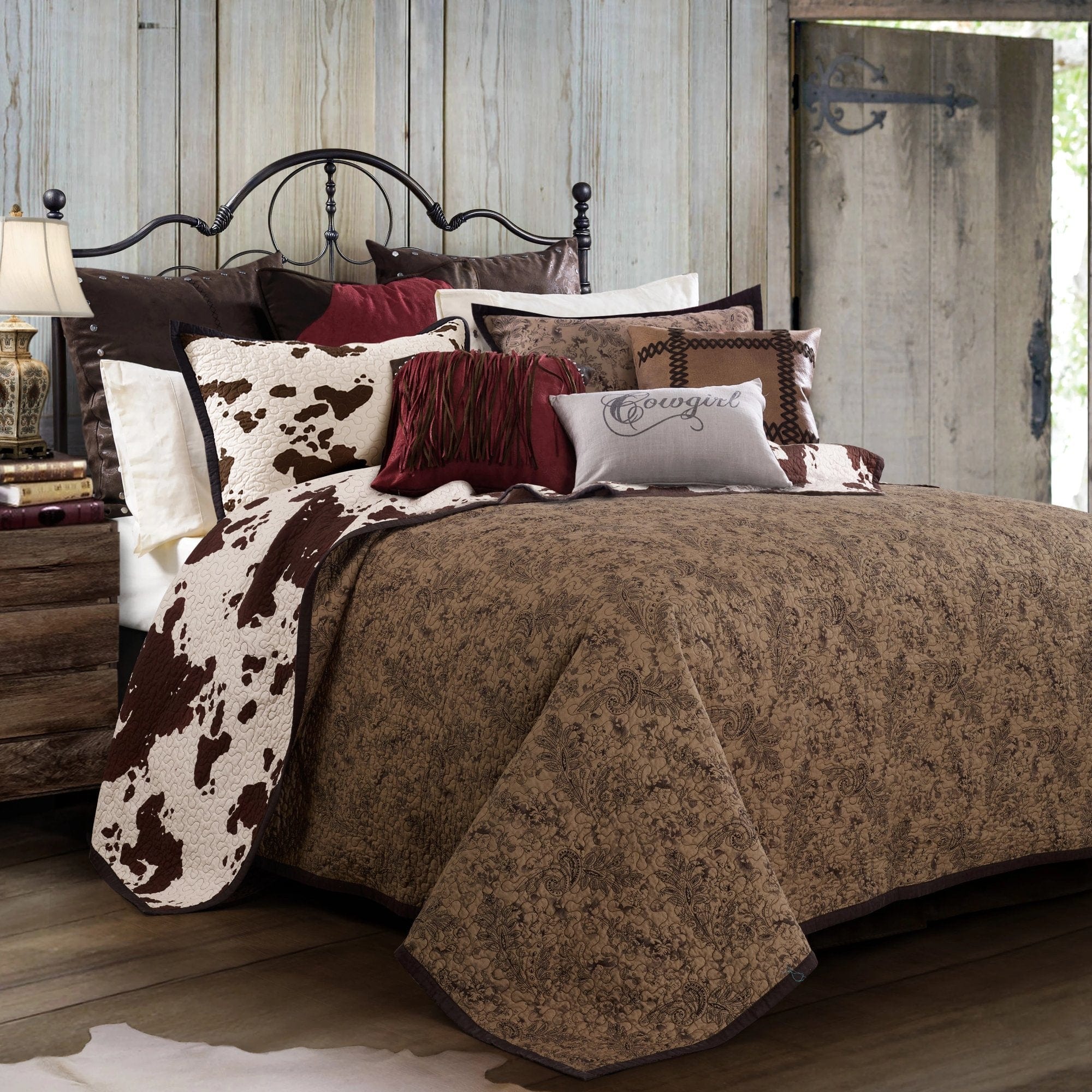 Elsa Cowhide Reversible Quilt Set | HiEnd Accents