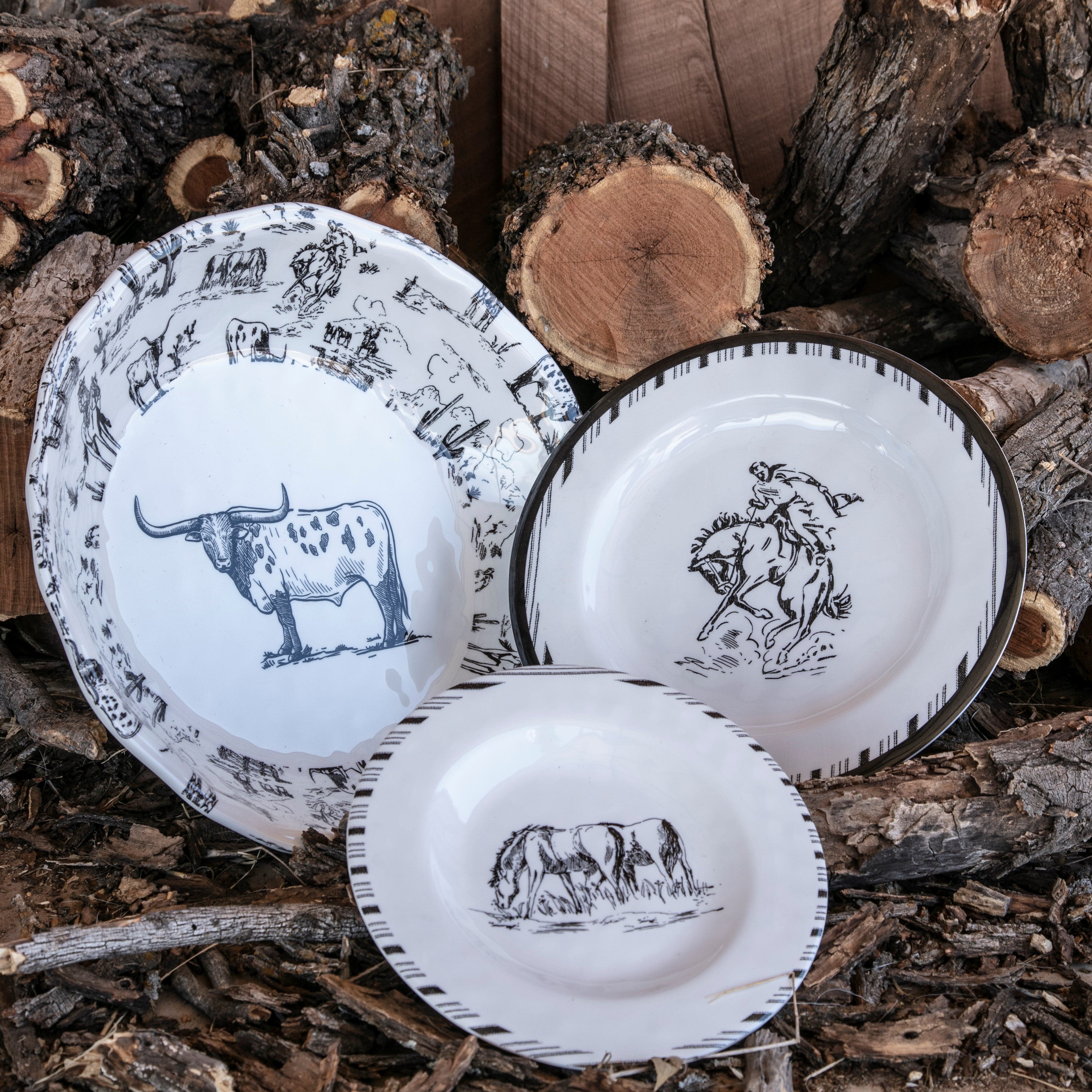 Ranch Life Melamine Dinner Plates, Set of 4 | HiEnd Accents