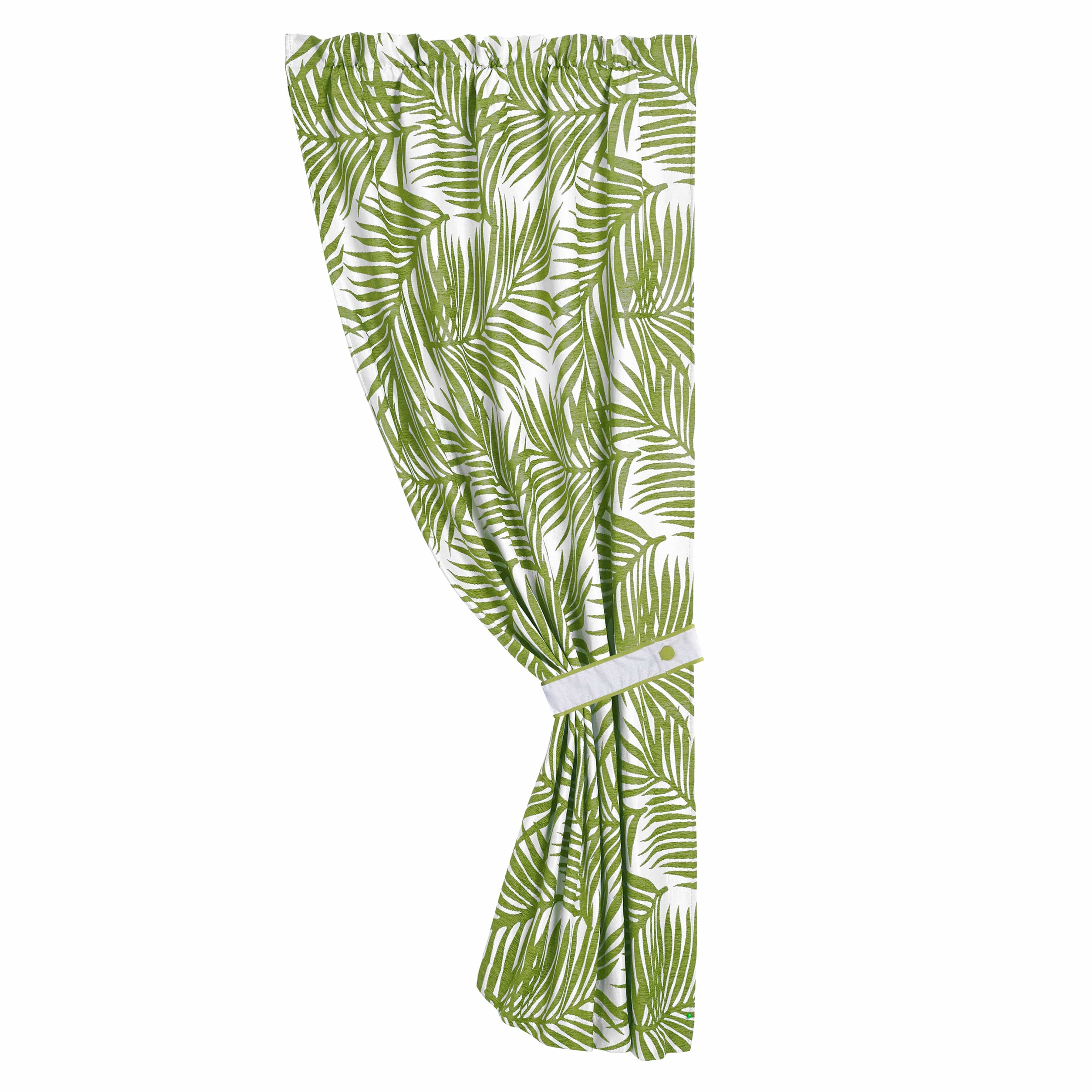 Capri Green & White Fern Curtain, Single Panel | HiEnd Accents