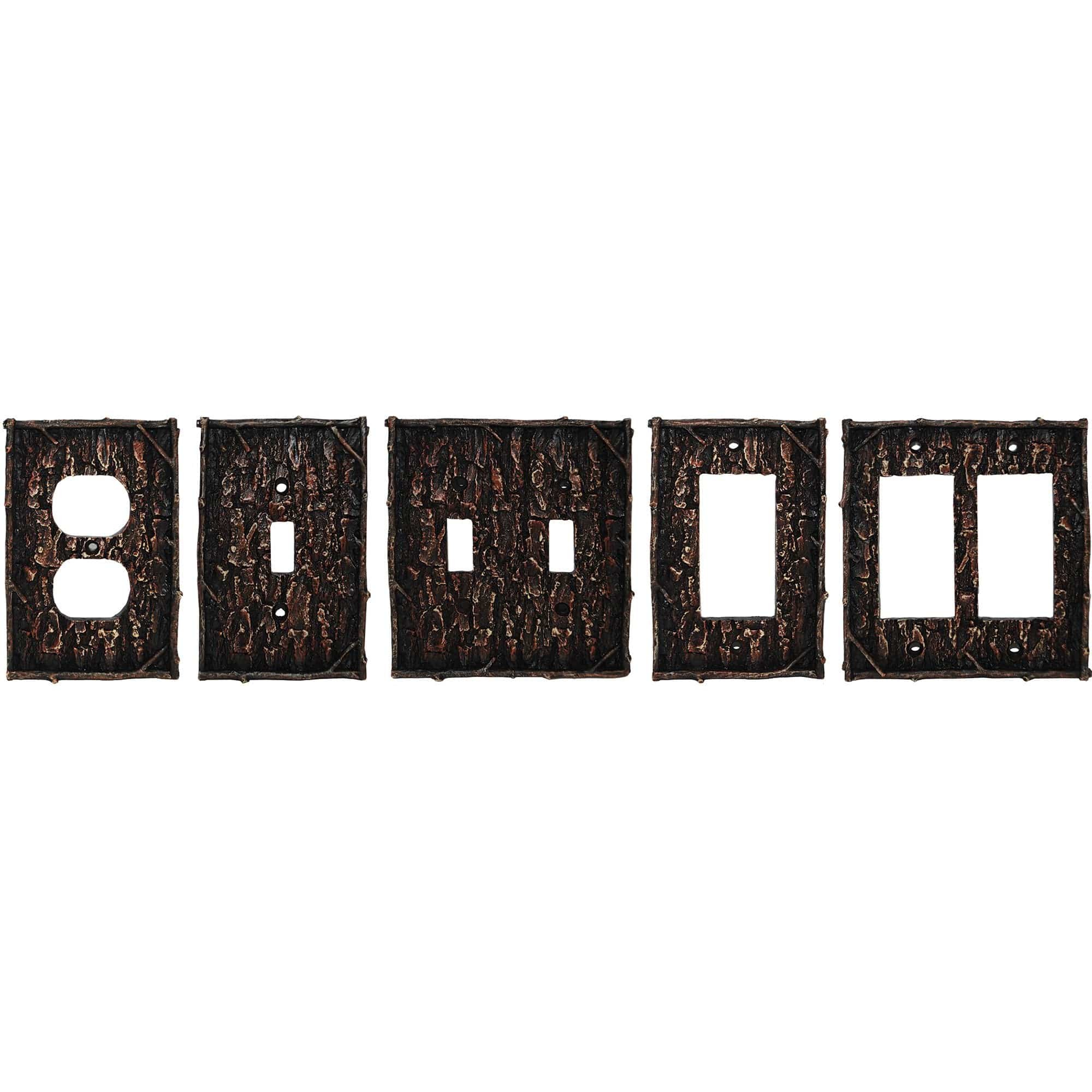 Pine Bark Double Rocker Wall Switch Plate | HiEnd Accents