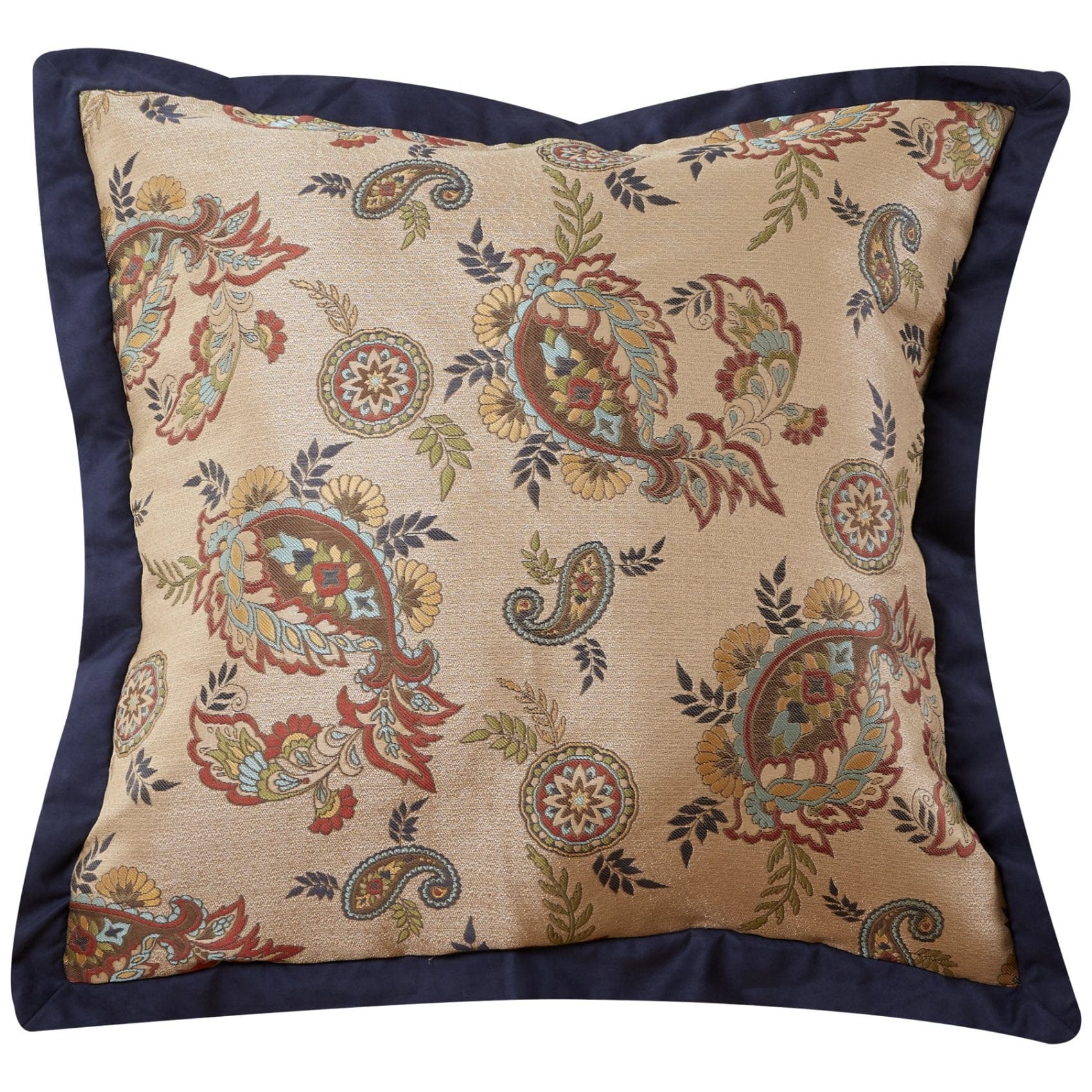 Tammy Jacquard Euro Sham, Navy Flange – HiEnd Accents