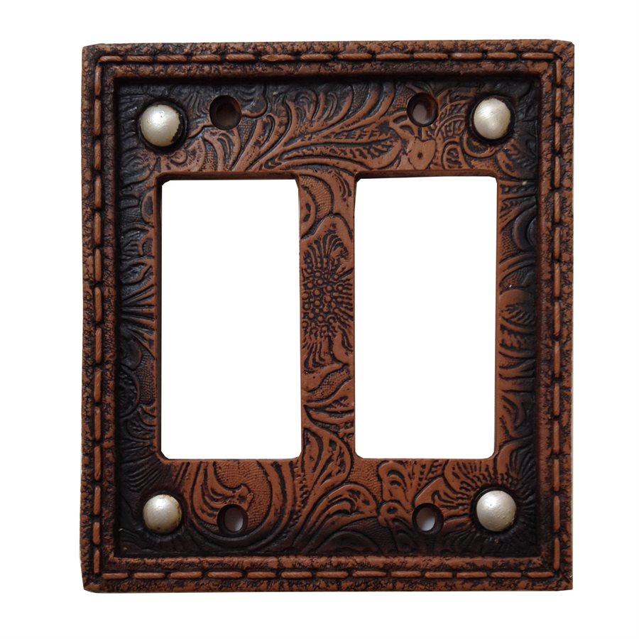 Tooled Resin Double Rocker Wall Switch Plate | Paseo Road by HiEnd Accents