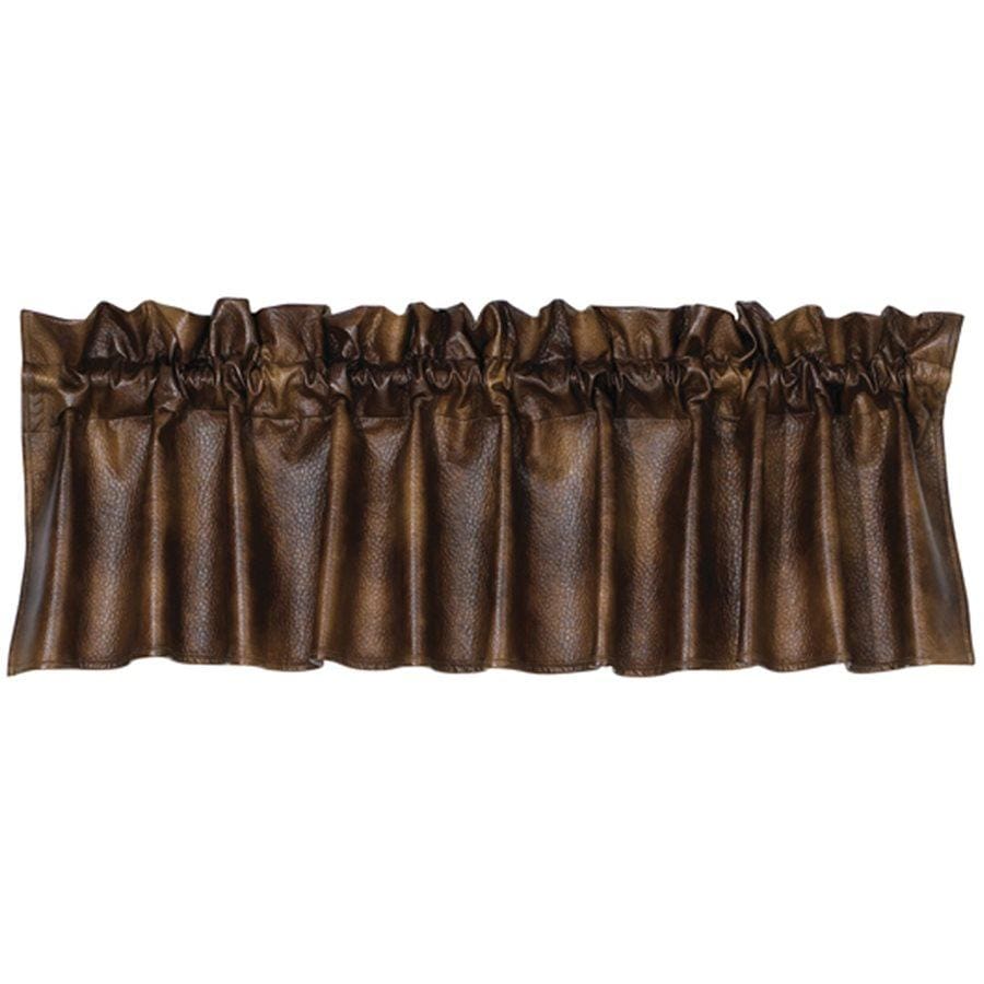 Two-Toned Brown Faux Leather Valance | HiEnd Accents