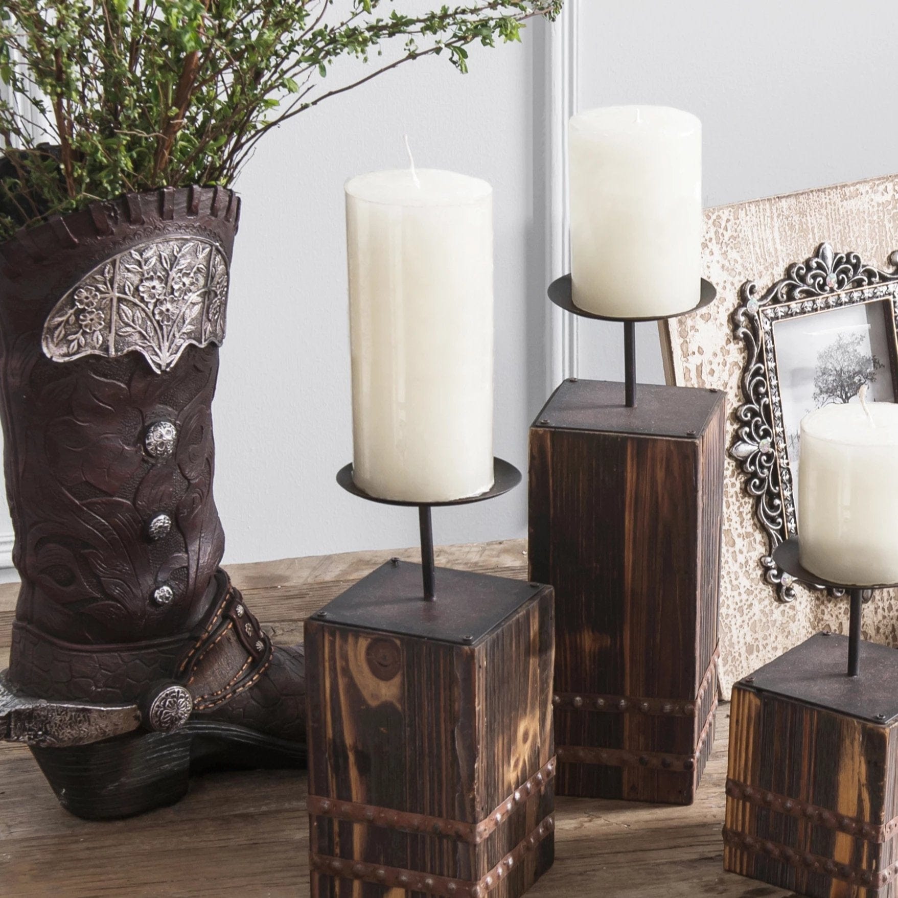 Tooled Cowboy Boot Vase | HiEnd Accents
