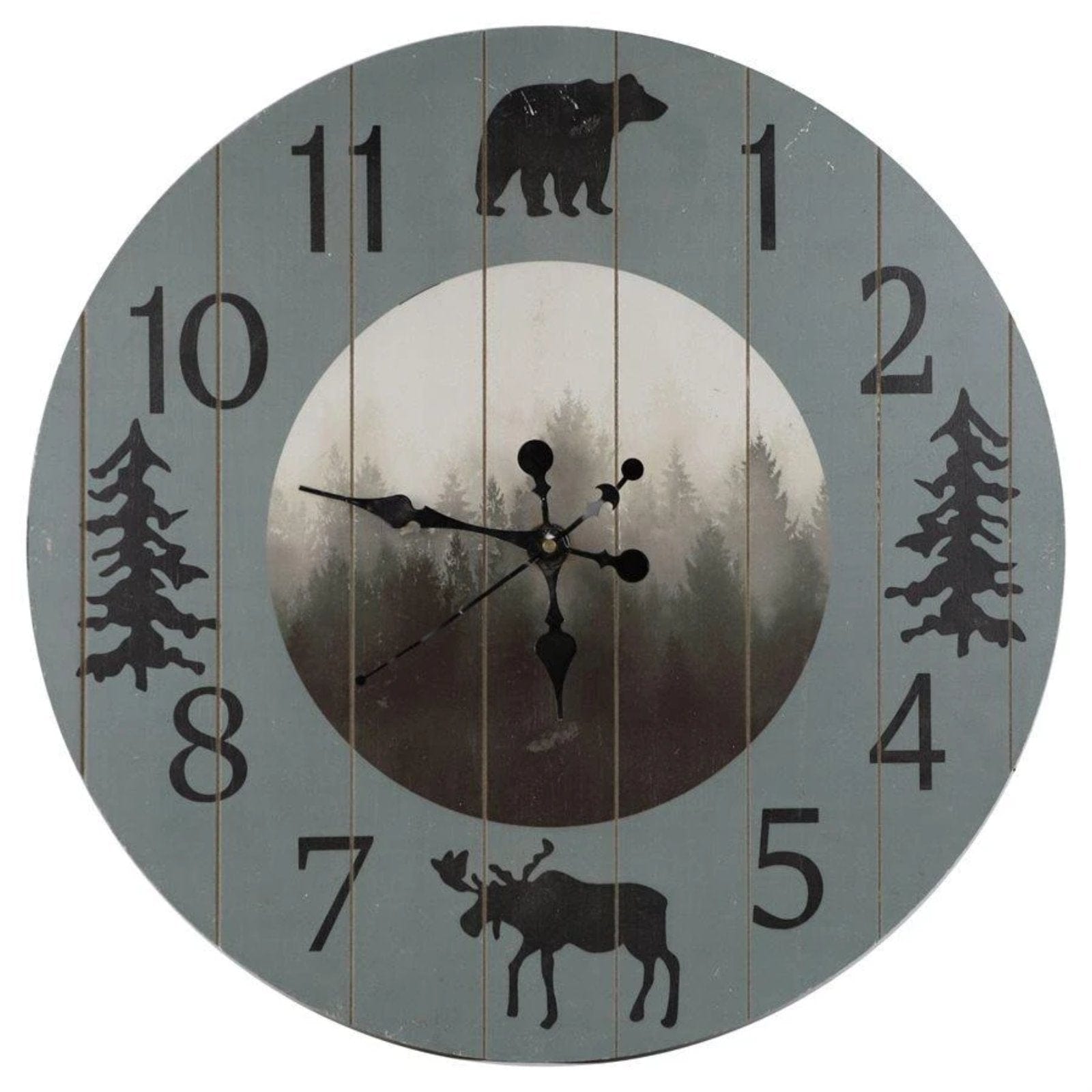 Foggy Forest Rustic Lodge Wall Clock | HiEnd Accents