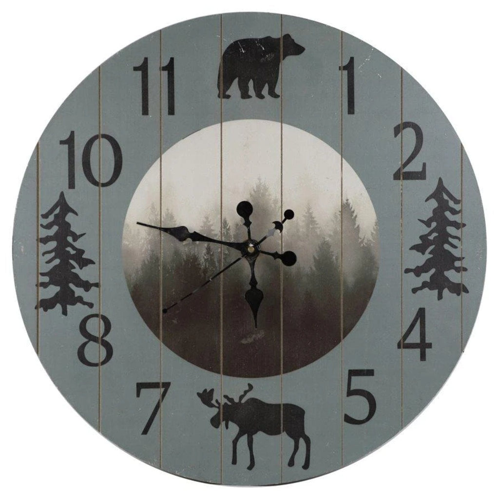 Foggy Forest Rustic Lodge Wall Clock | HiEnd Accents
